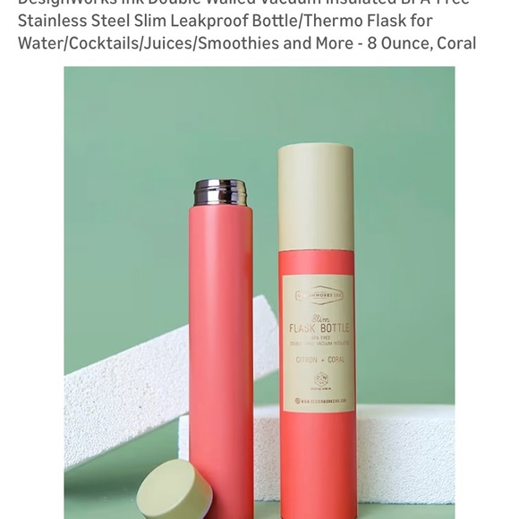 DesignWorks Ink | Kitchen | Designworks Ink Coral And Cream Slim Flask ...